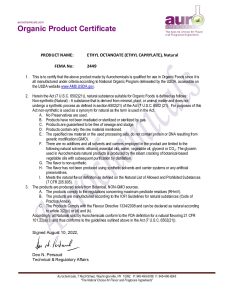 ETHYL OCTANOATE (ETHYL CAPRYLATE), Natural- Organic Product Certificate ...